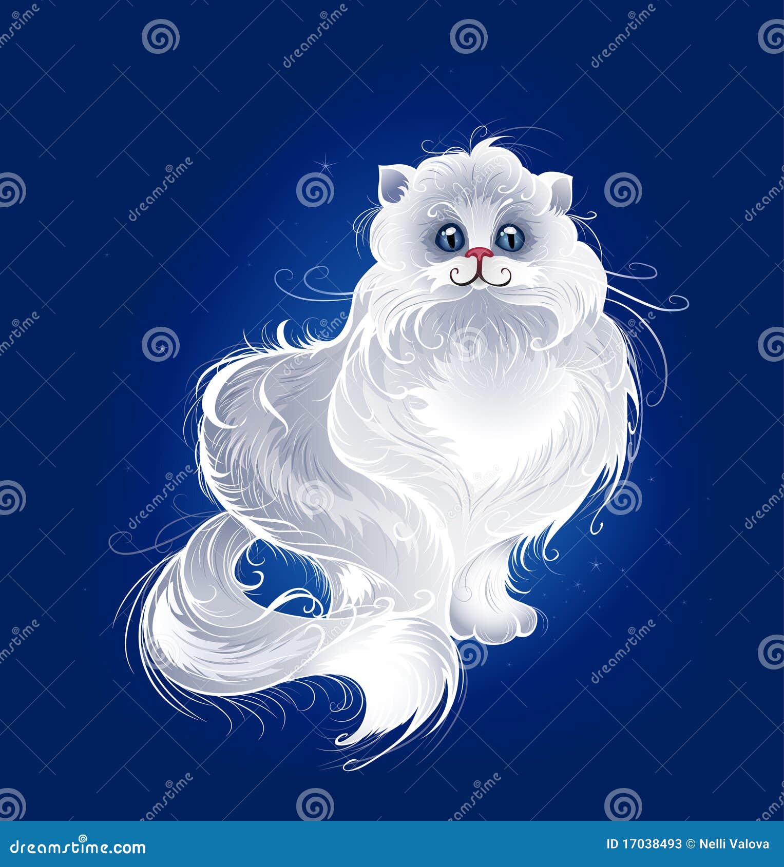 Magic White Persian Cat Cartoon Vector | CartoonDealer.com #17038493