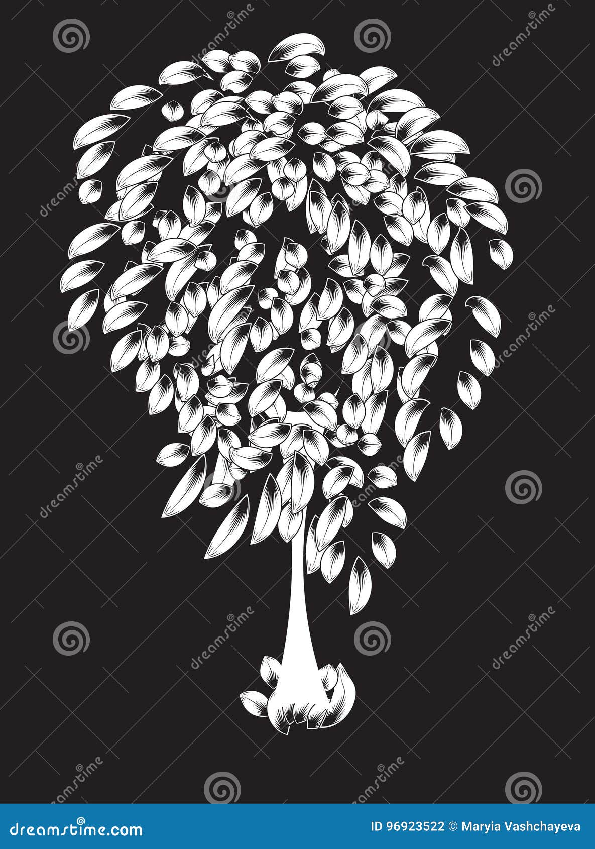 Magic white tree stock vector. Illustration of dream - 96923522