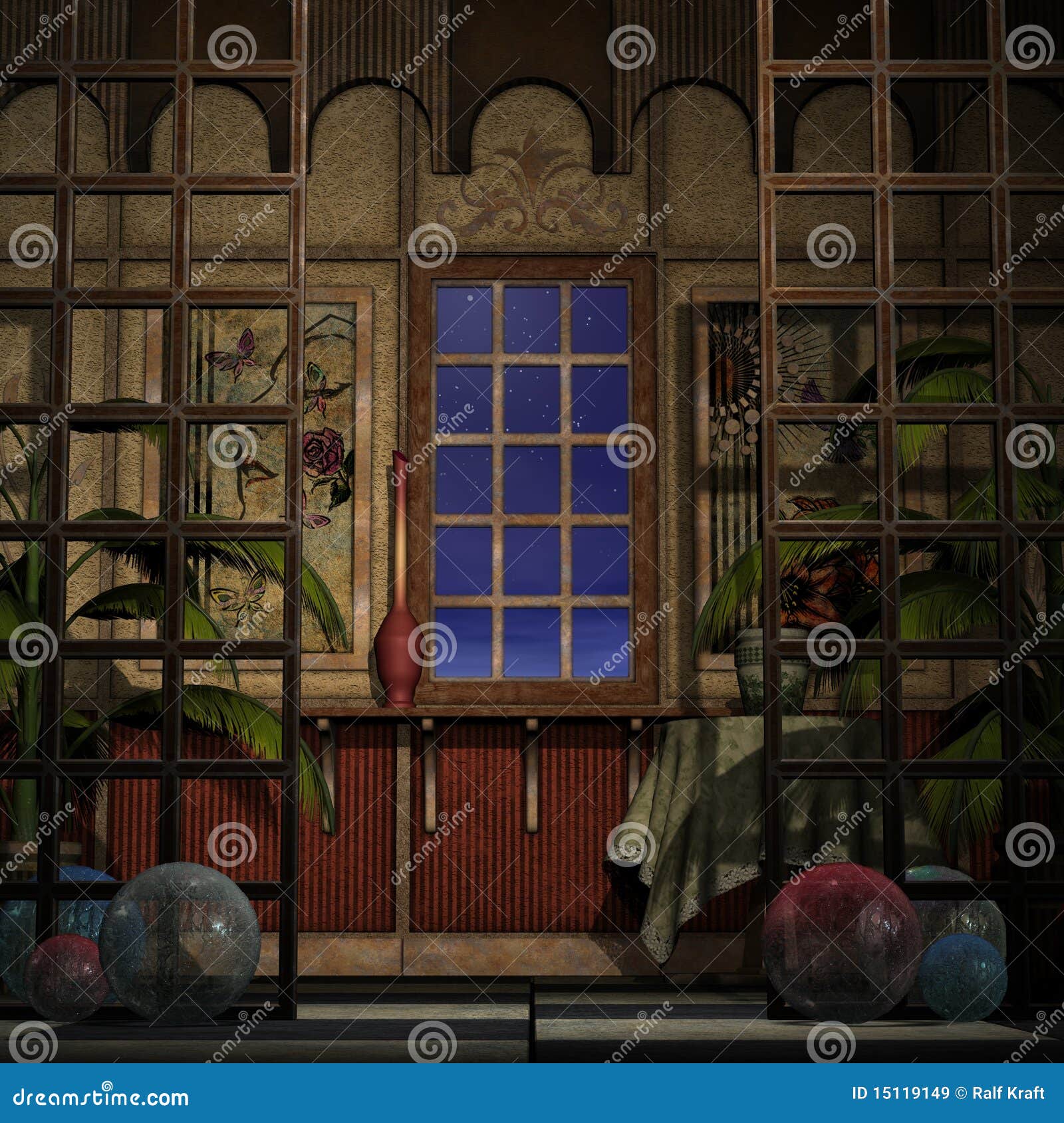 Magic Window in a Fantasy Setting Stock Illustration - Illustration of ...