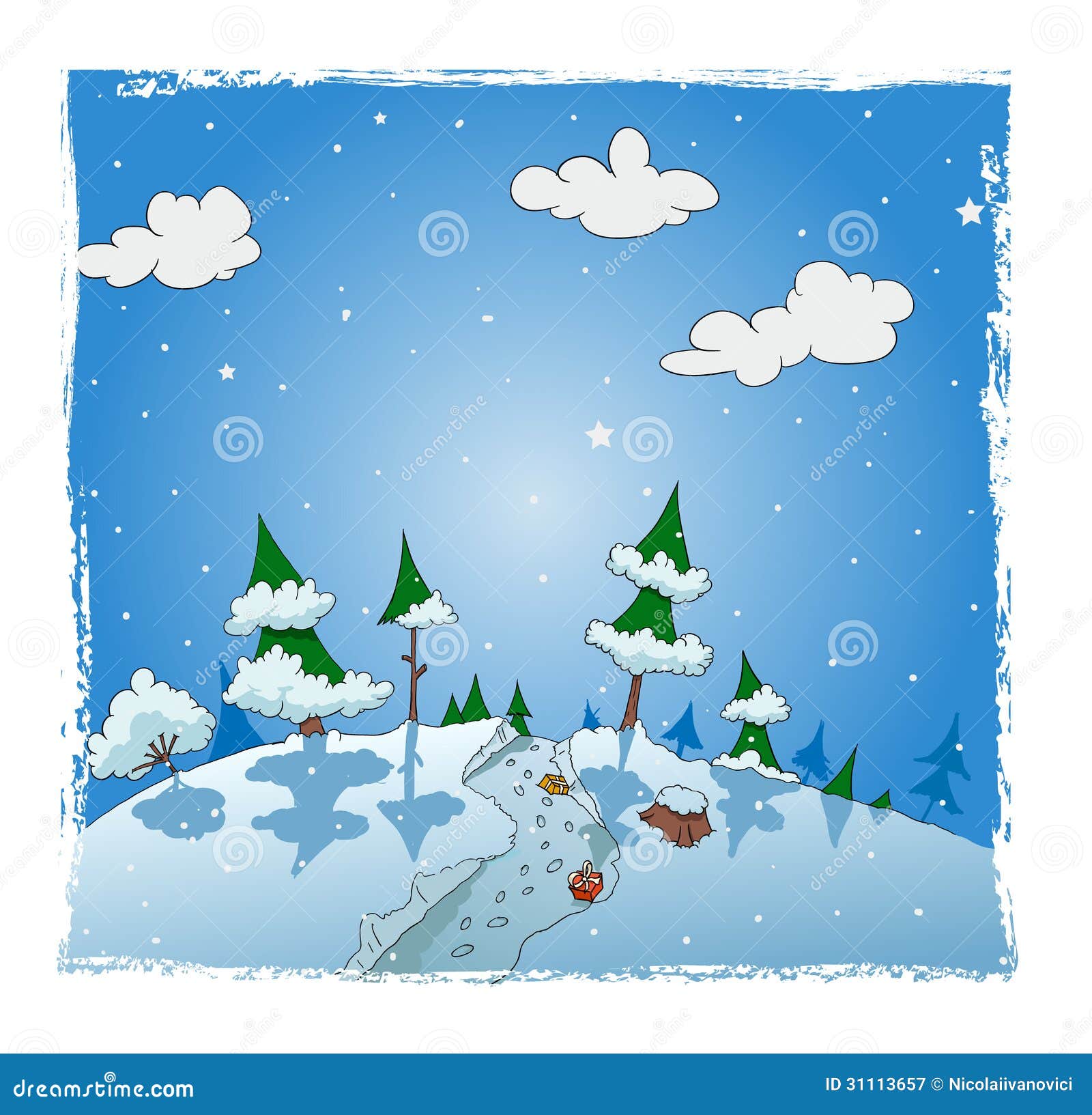 Magic winter stock vector. Illustration of pine, white - 31113657