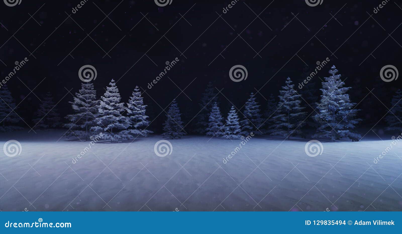 Magic Winter Forest with Illuminated Trees Front Stock Illustration ...
