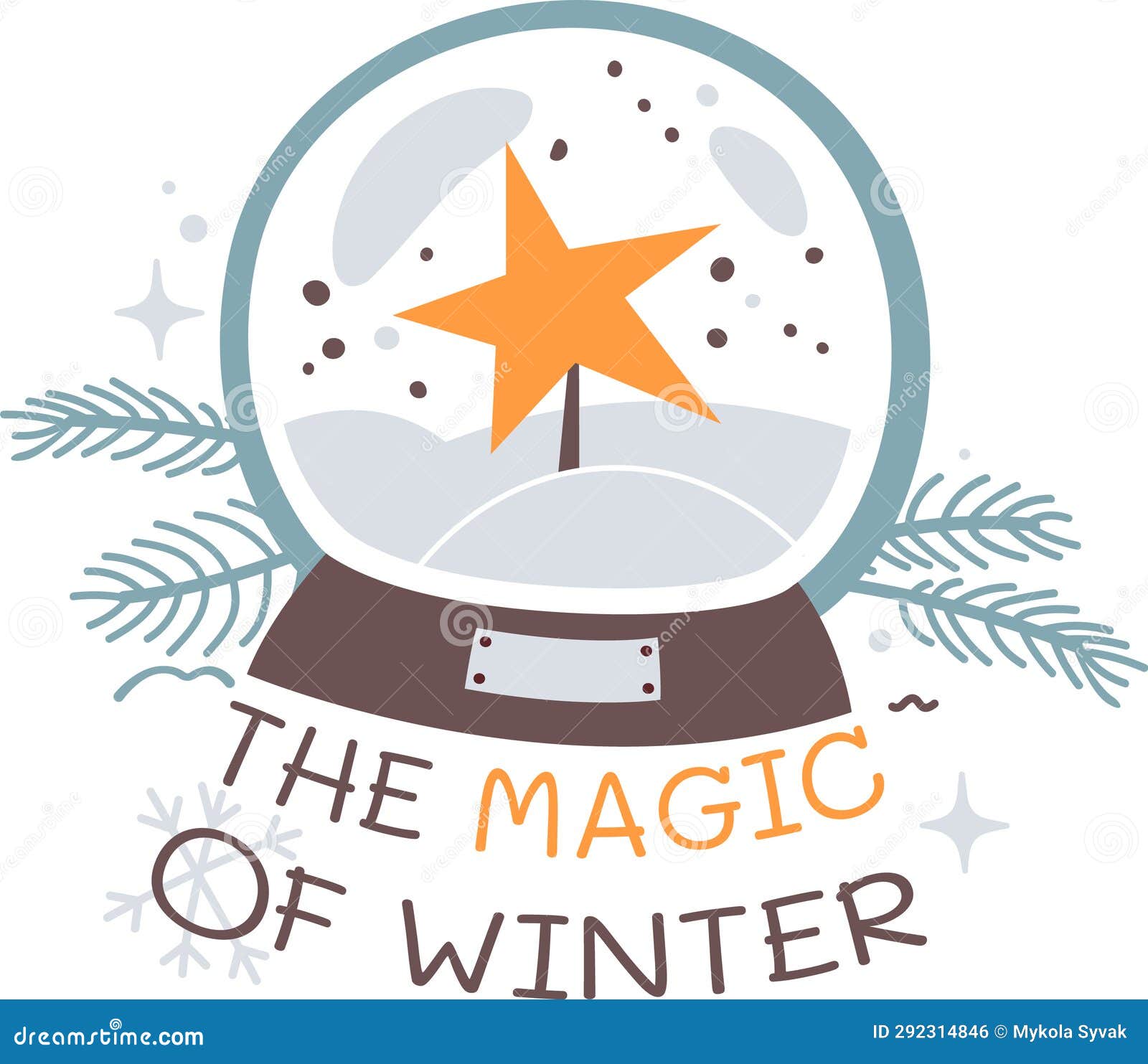 The Magic of Winter Snow Globe Sticker Stock Vector - Illustration of ...