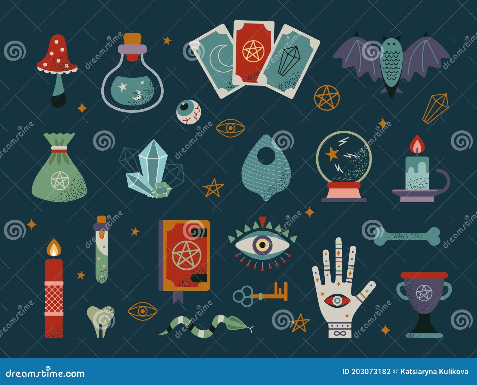 Magic Witch Ritual Esoteric Occult Halloween Set Stock Vector - Illustration of ingredient ...