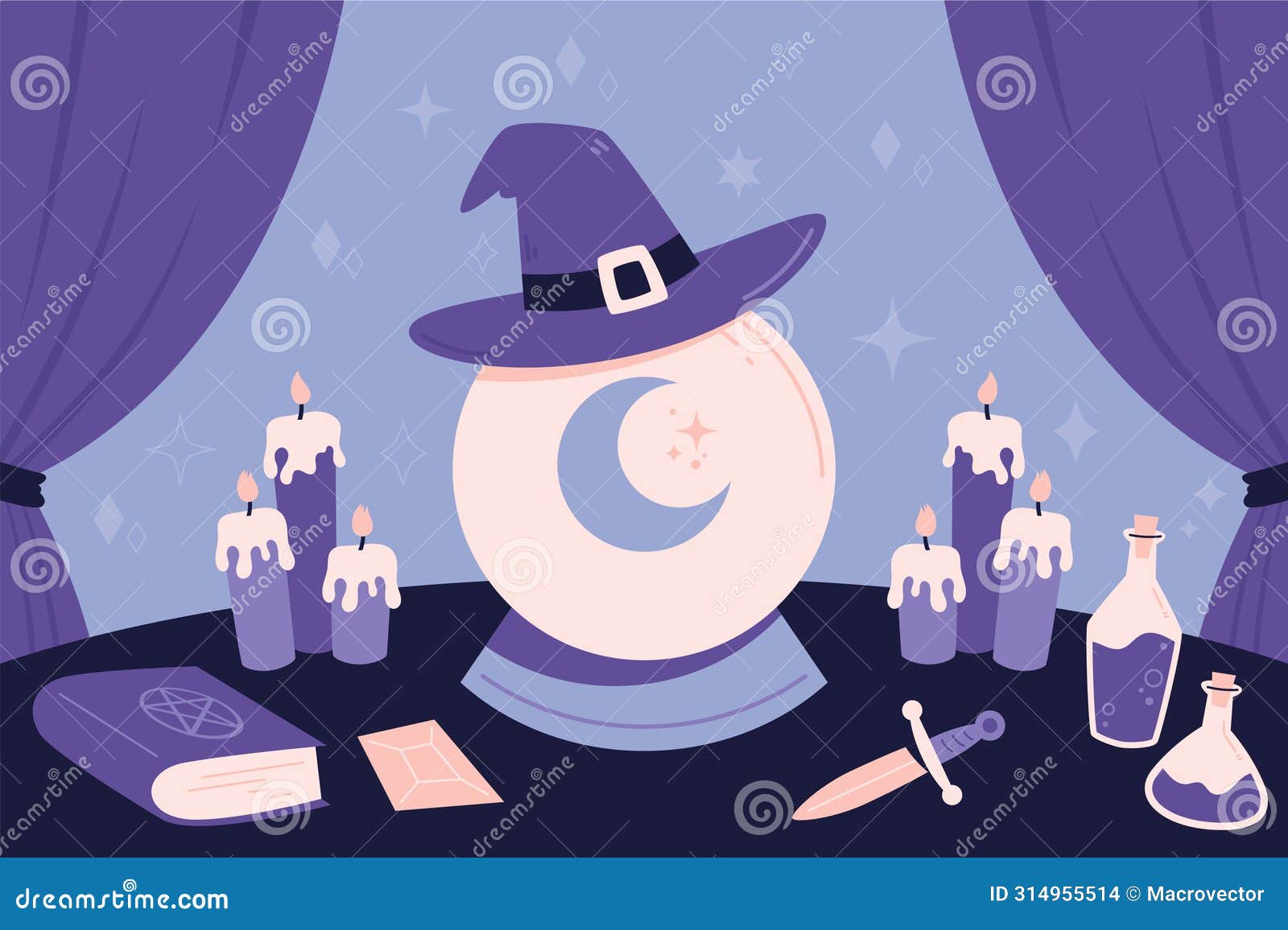 Magic and Witchcraft Cartoon Composition Stock Illustration ...
