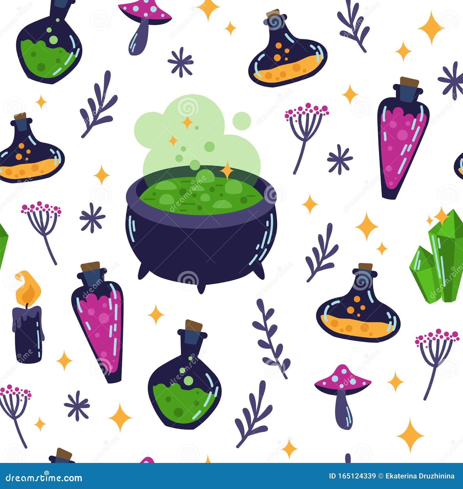 Magic Witchcraft Seamless Pattern Stock Vector - Illustration of ...