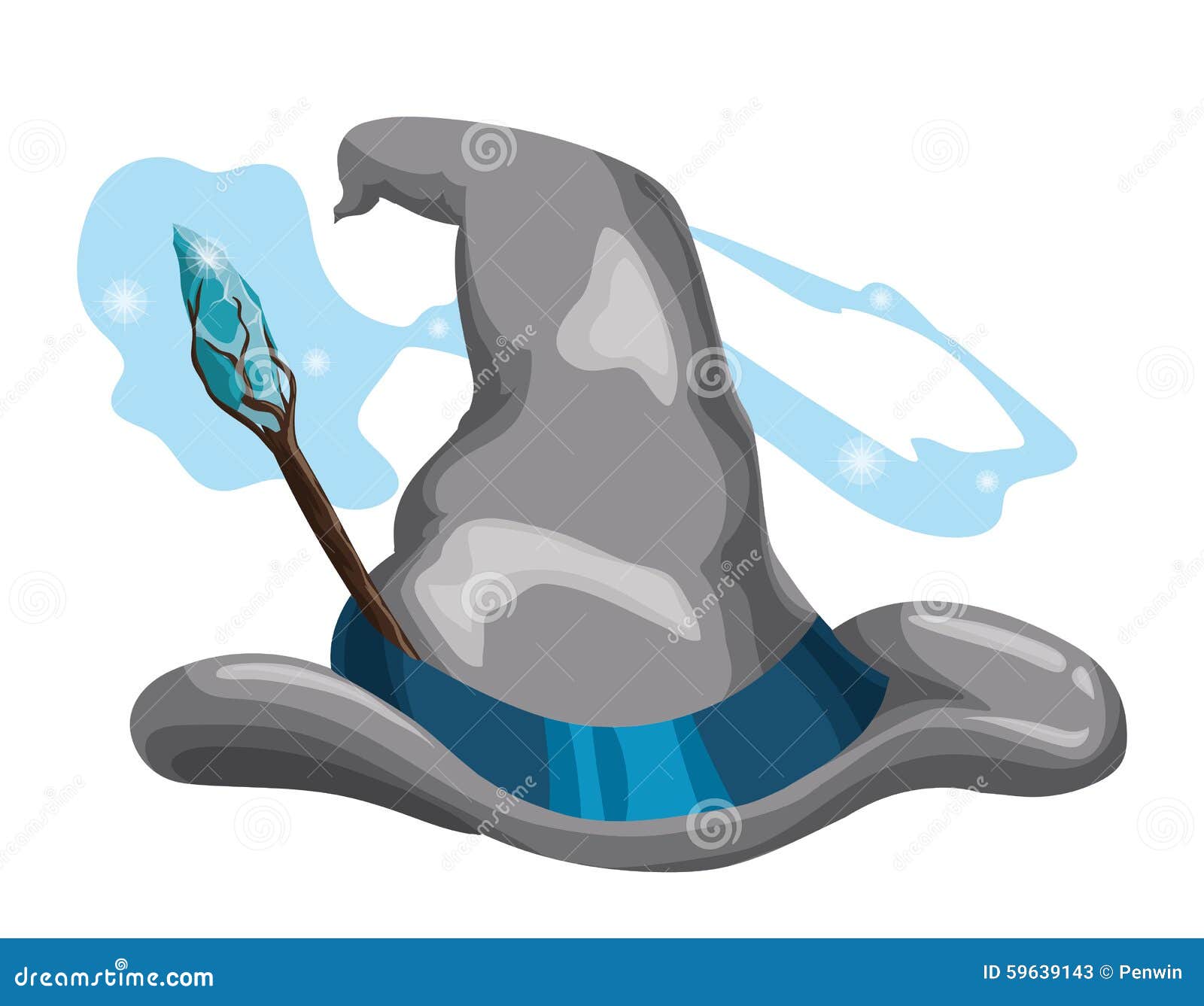 Magic Wizard Hat with Magic Wand Stock Vector - Illustration of fantasy ...