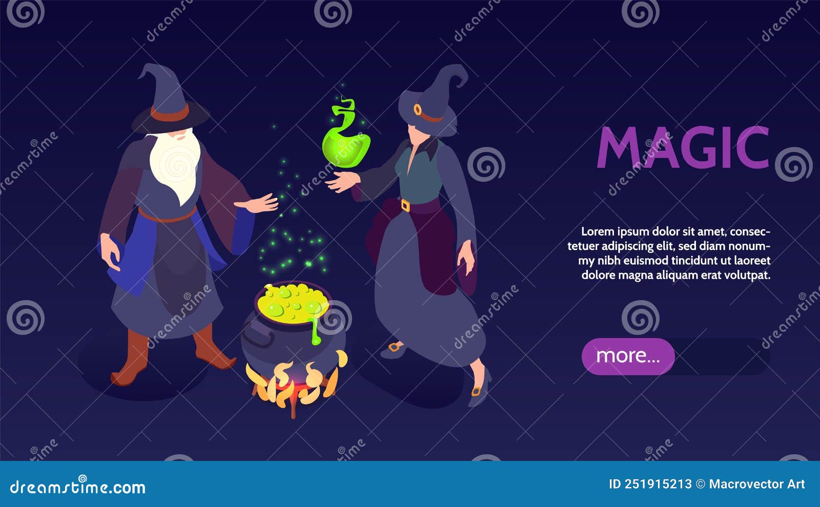 Magic Wizard Horizontal Banner Stock Vector - Illustration of ...