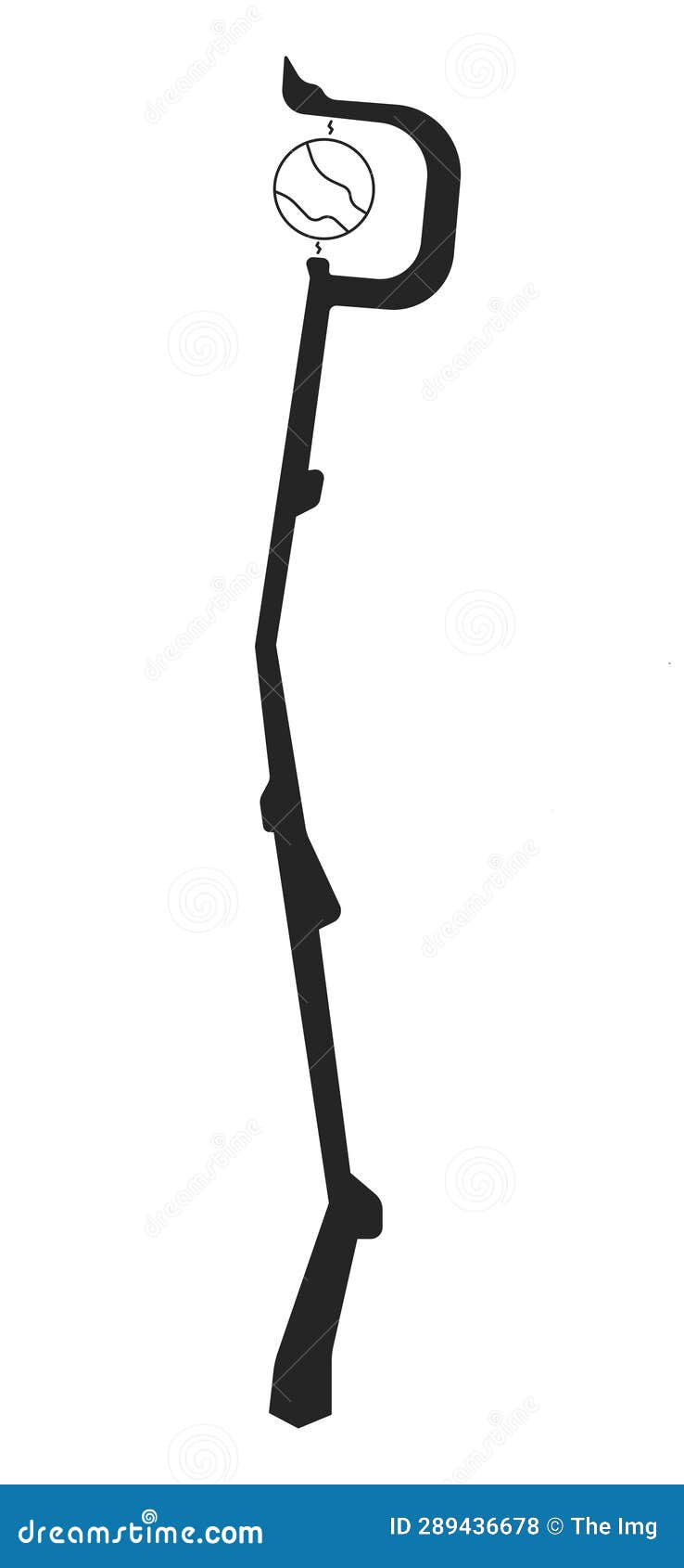 Magic Wizard Staff Flat Monochrome Isolated Vector Object Stock Vector ...