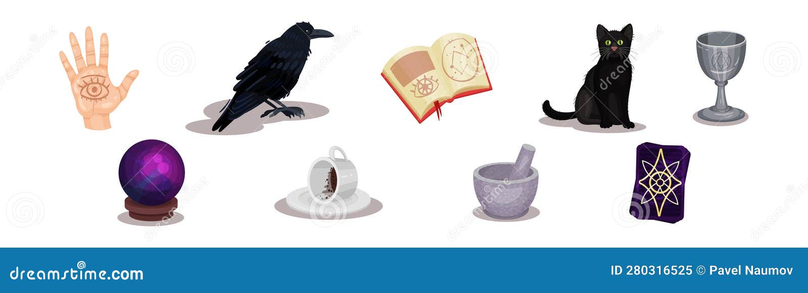 Magic and Wizardry Objects and Elements Vector Set Stock Vector ...