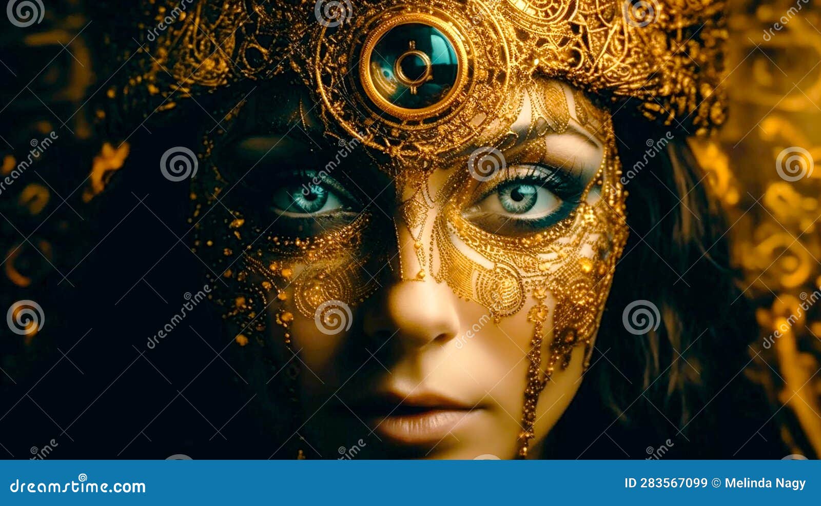Magic Woman with Third Eye Open Esoteric Background Generative AI Stock ...