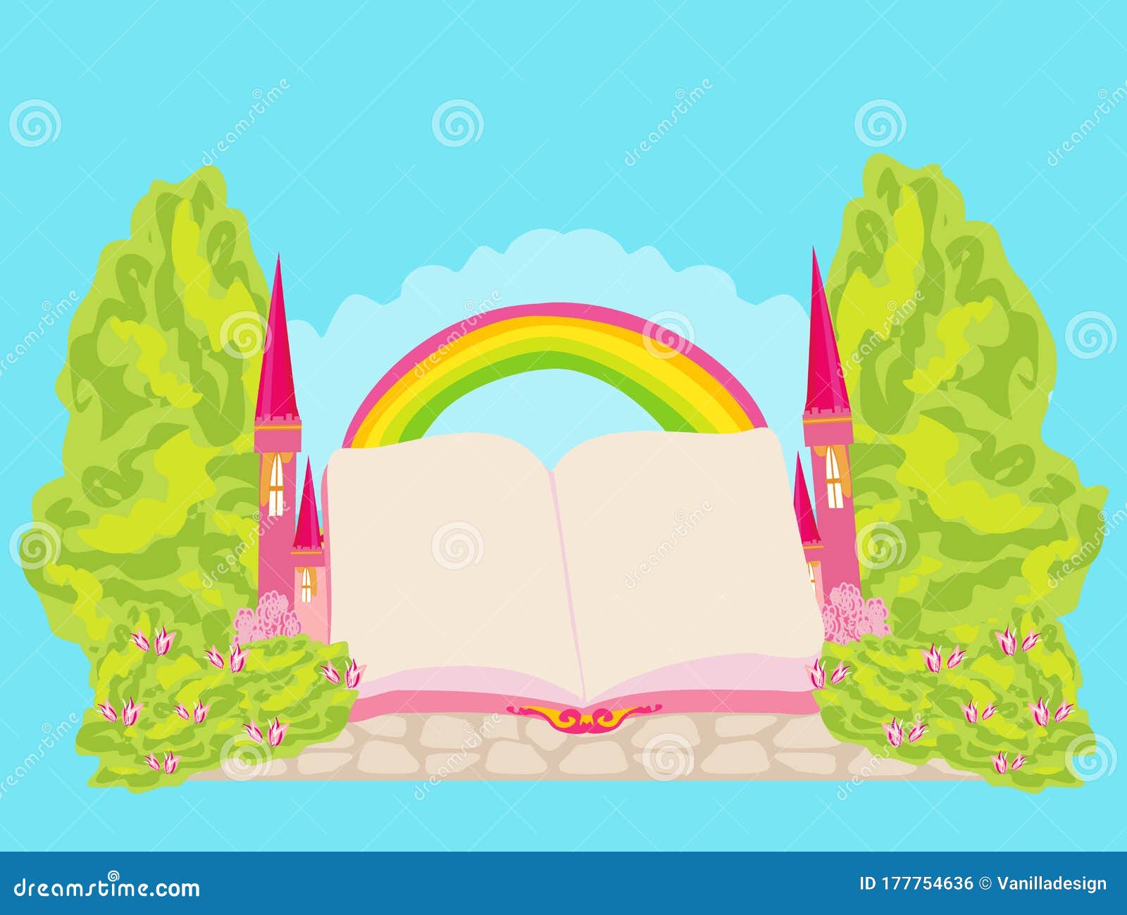 World Of Tales, Fairy Castle Appearing From The Old Book, Cartoon ...