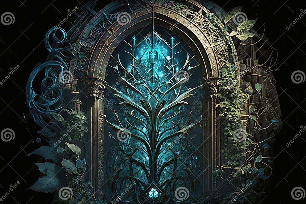 Magical Ancient Civilization on Black Background Generative AI Stock ...