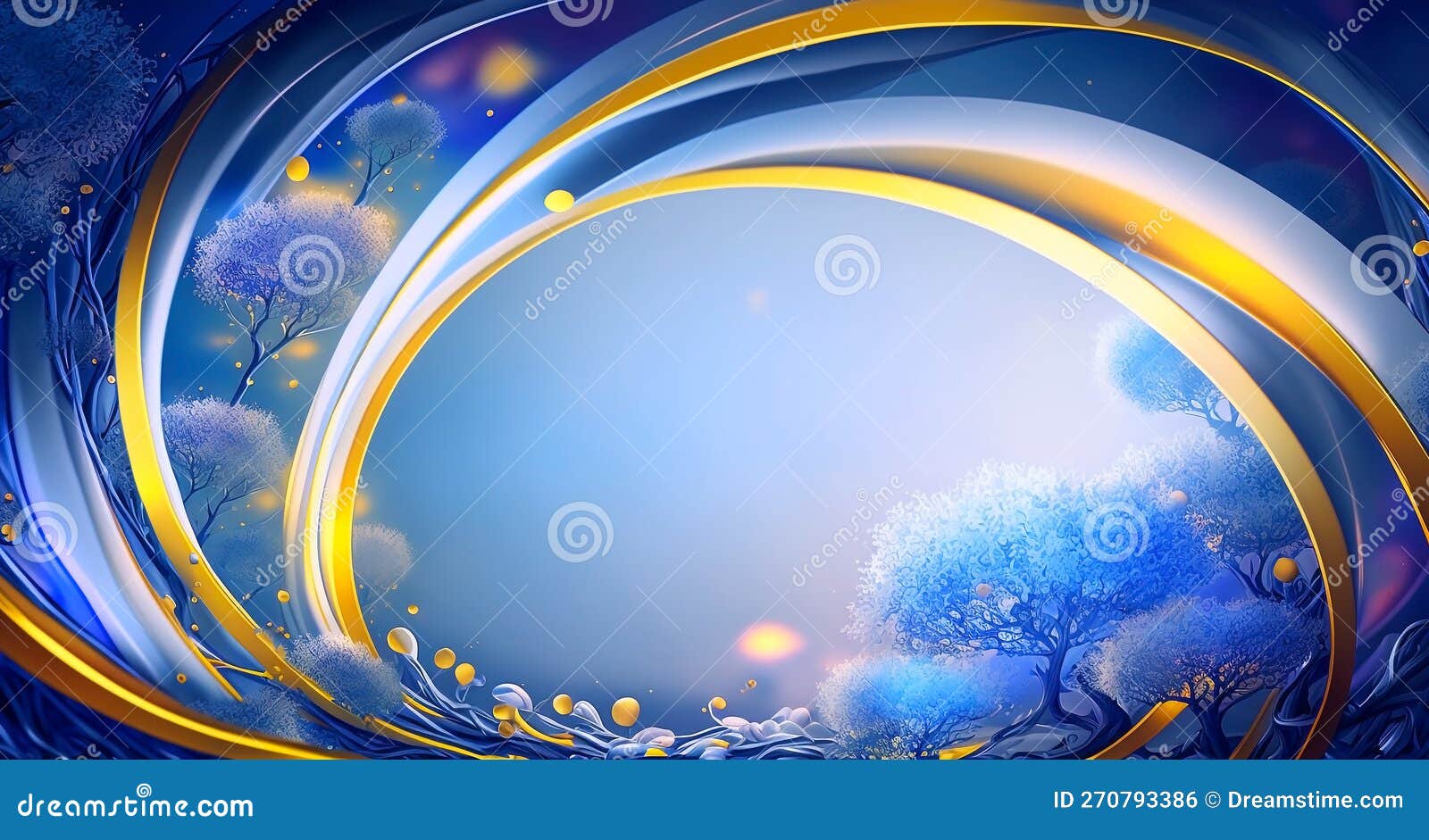Magical Background With An Airy Mystical Forest In Blue And Gold Tones ...