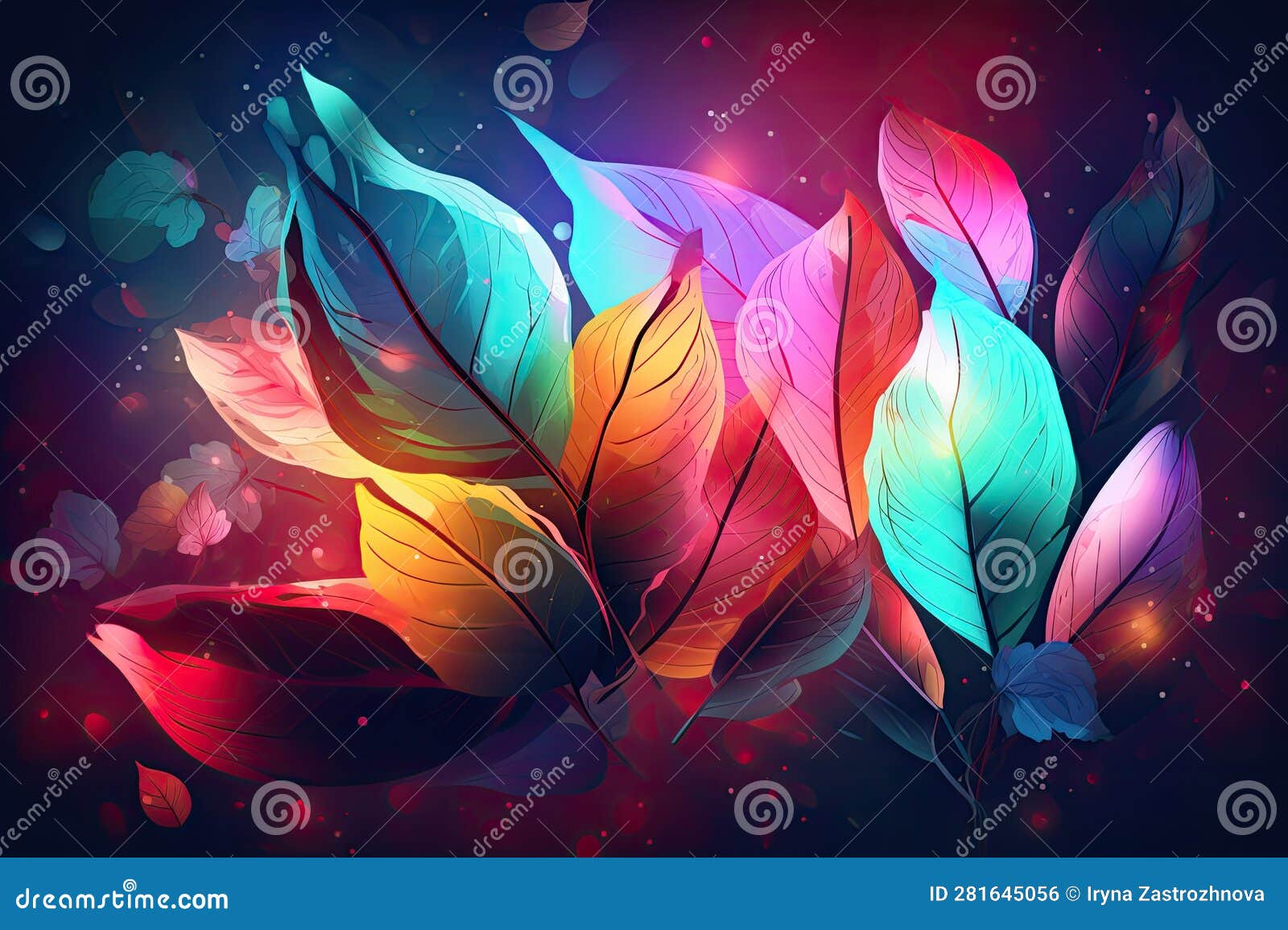 Magical Background of Beautiful Glowing Colorful Leaves Stock ...