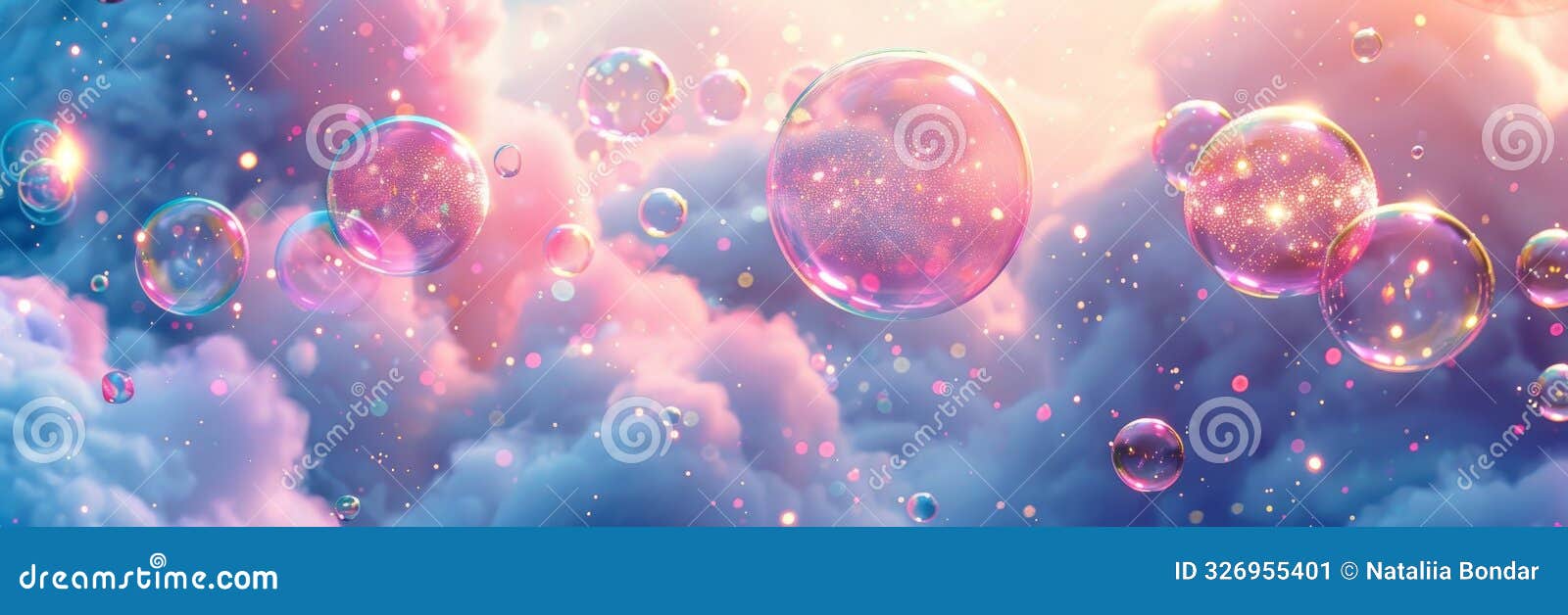 Magical Background with Soap Bubbles and Pastel Colors Stock Image ...
