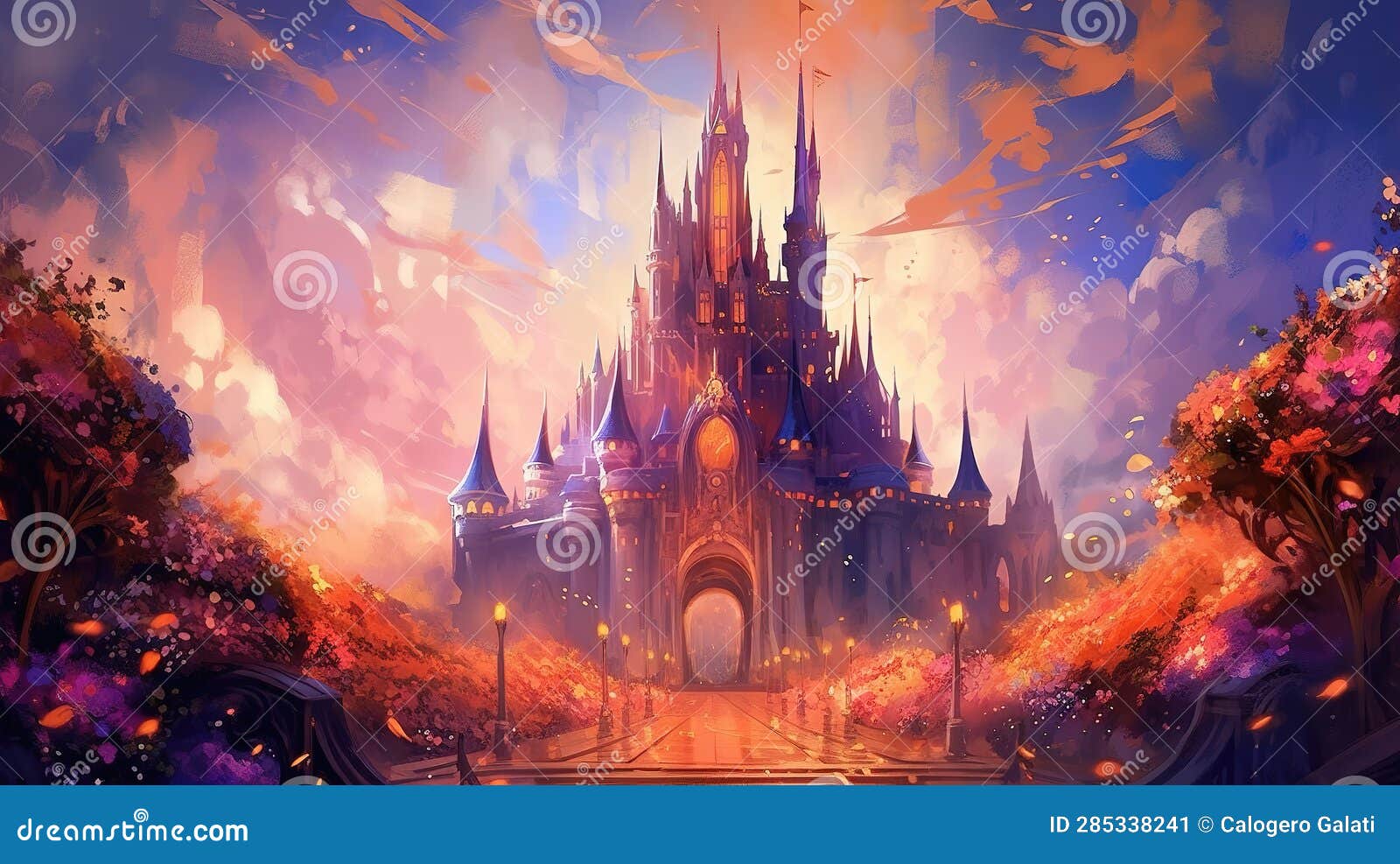 Magical Beautiful Fantasy Castle in a Wallpaper Style, Ai Generated ...