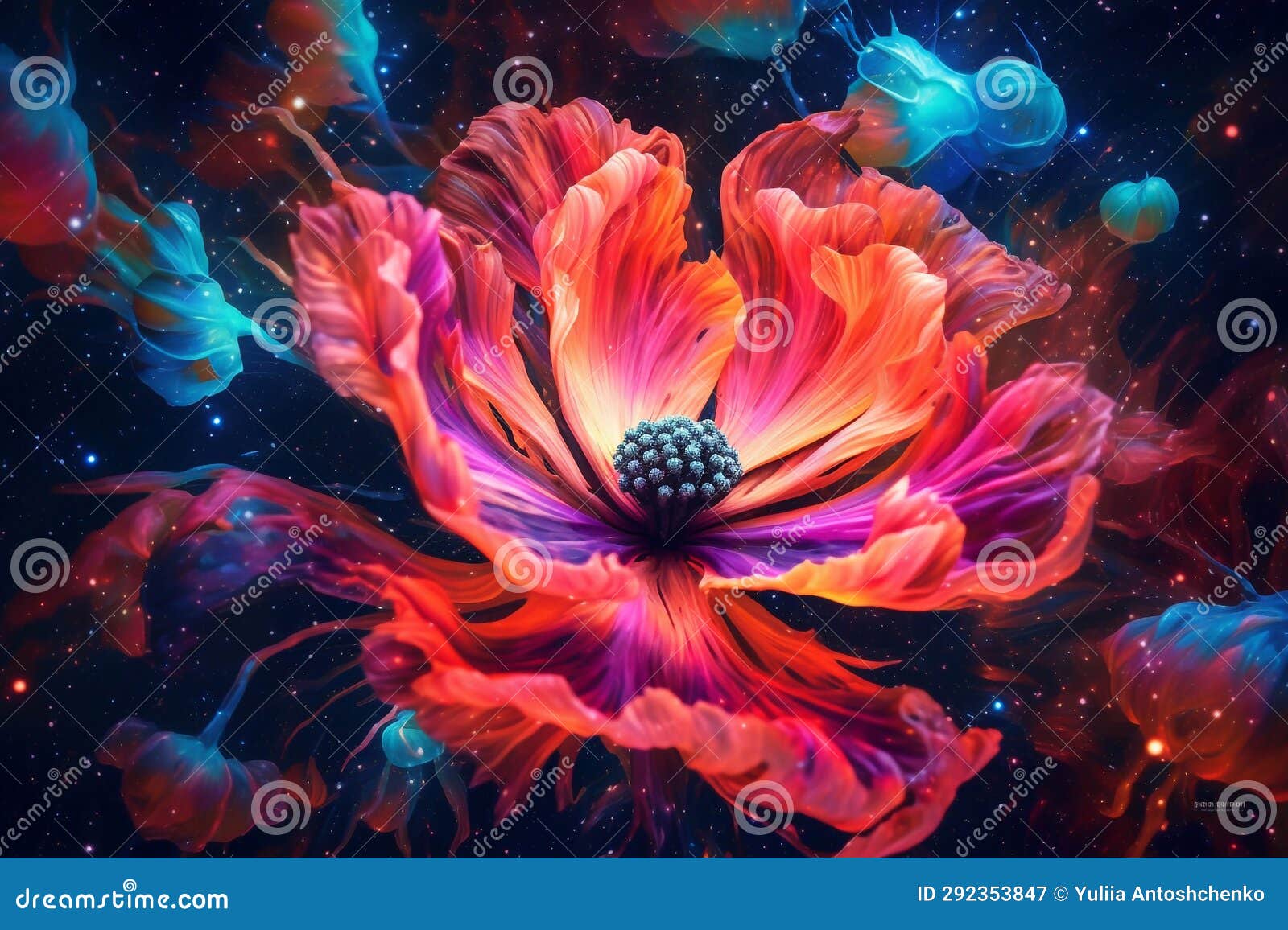 A Magical Beautiful Flower. Stock Illustration - Illustration of fish ...