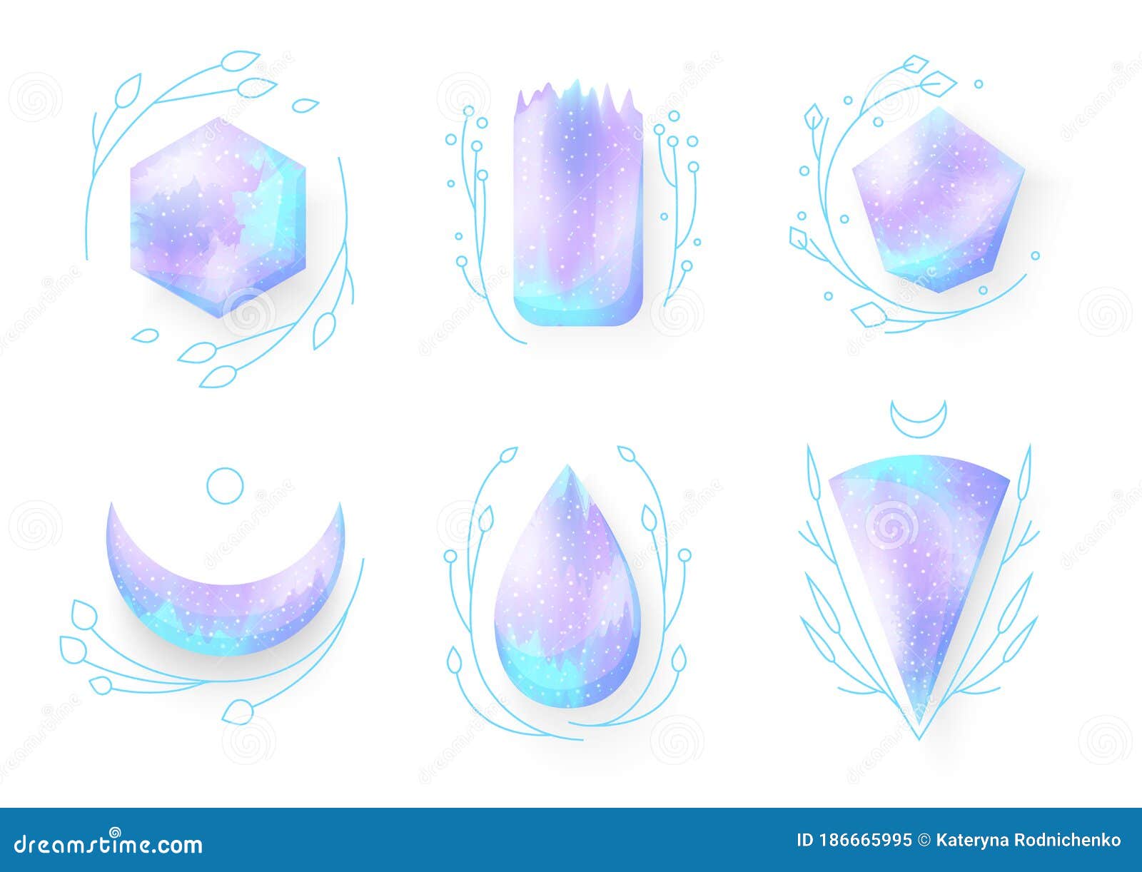 Magical Blue Crystals, Vector Set Stock Vector - Illustration of ...