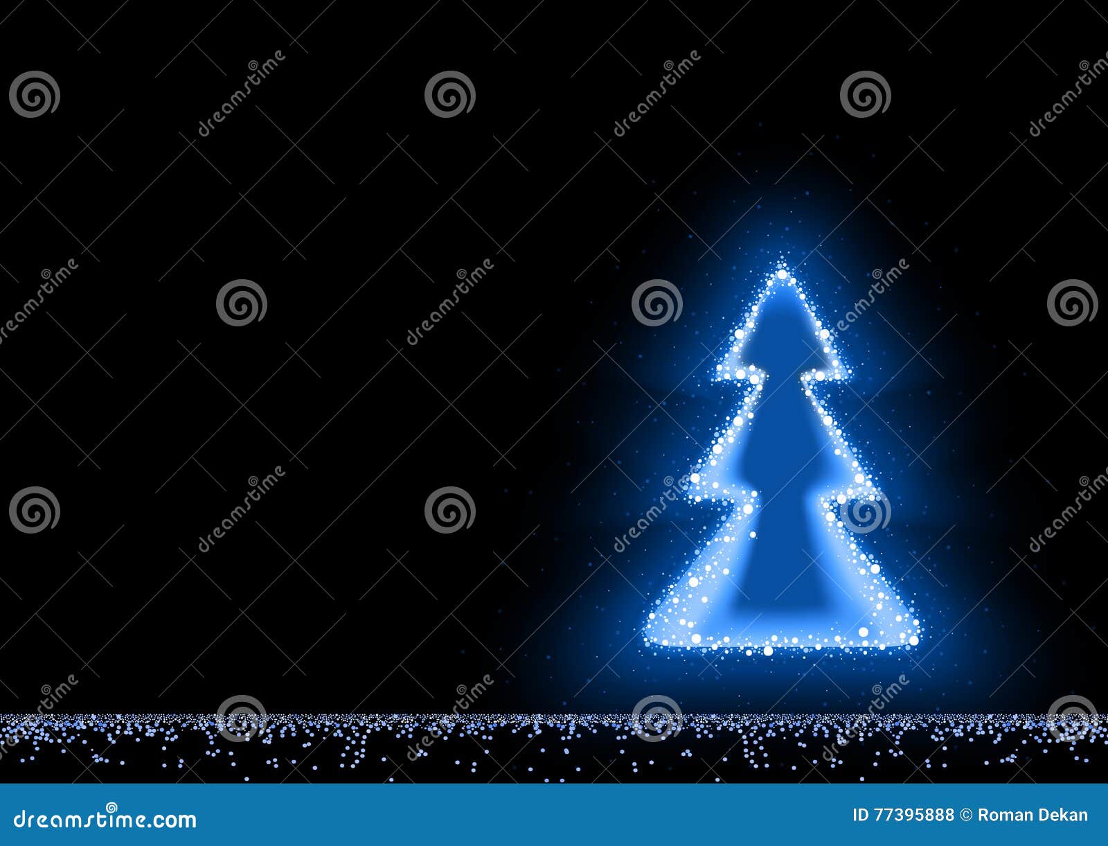 Magical Blue Glowing Christmas Tree Stock Vector - Illustration of ...