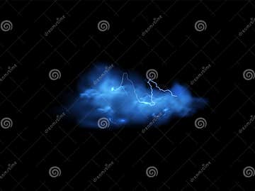 Magical Blue Thundercloud with Smog and Thunder on an Isolated Black ...