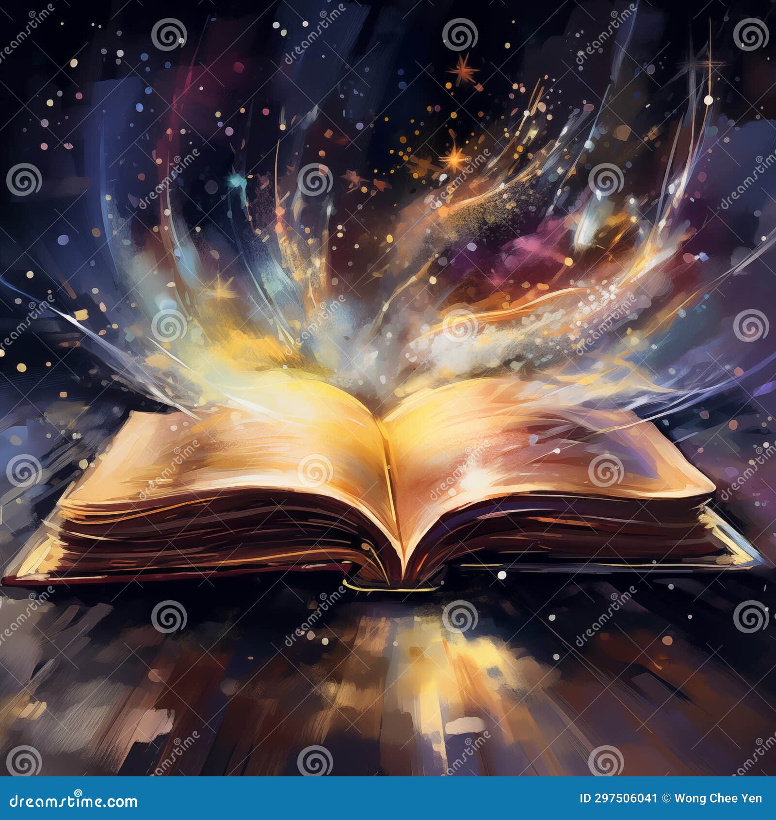 Magical Book of Knowledge Flying Out Stock Image - Image of information ...
