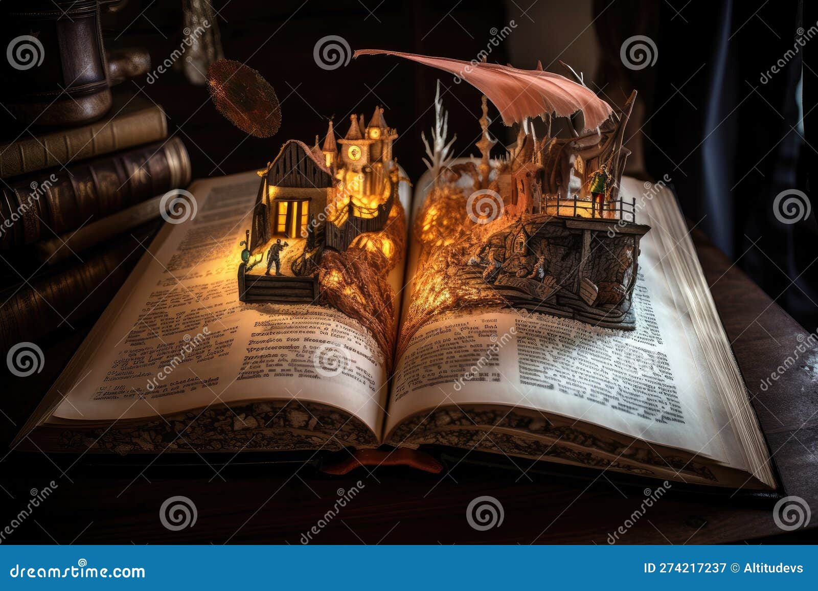 Magical Book with Story Unfolding in the Pages, Bringing Fictional ... Magical Book with Story Unfolding in the Pages, Bringing Fictional ...
