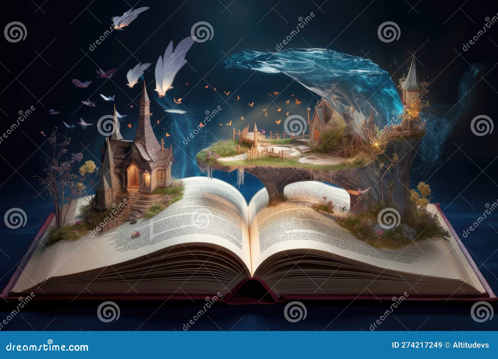 Magical Book with Story Unfolding in the Pages, Bringing Fictional ... Magical Book with Story Unfolding in the Pages, Bringing Fictional ...