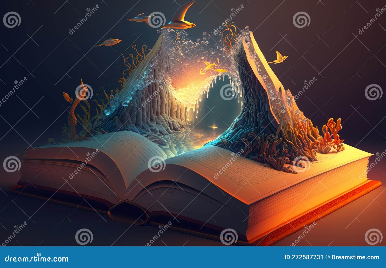 Magical Book. Surreal Mystical Fantasy Artwork Stock Illustration ...