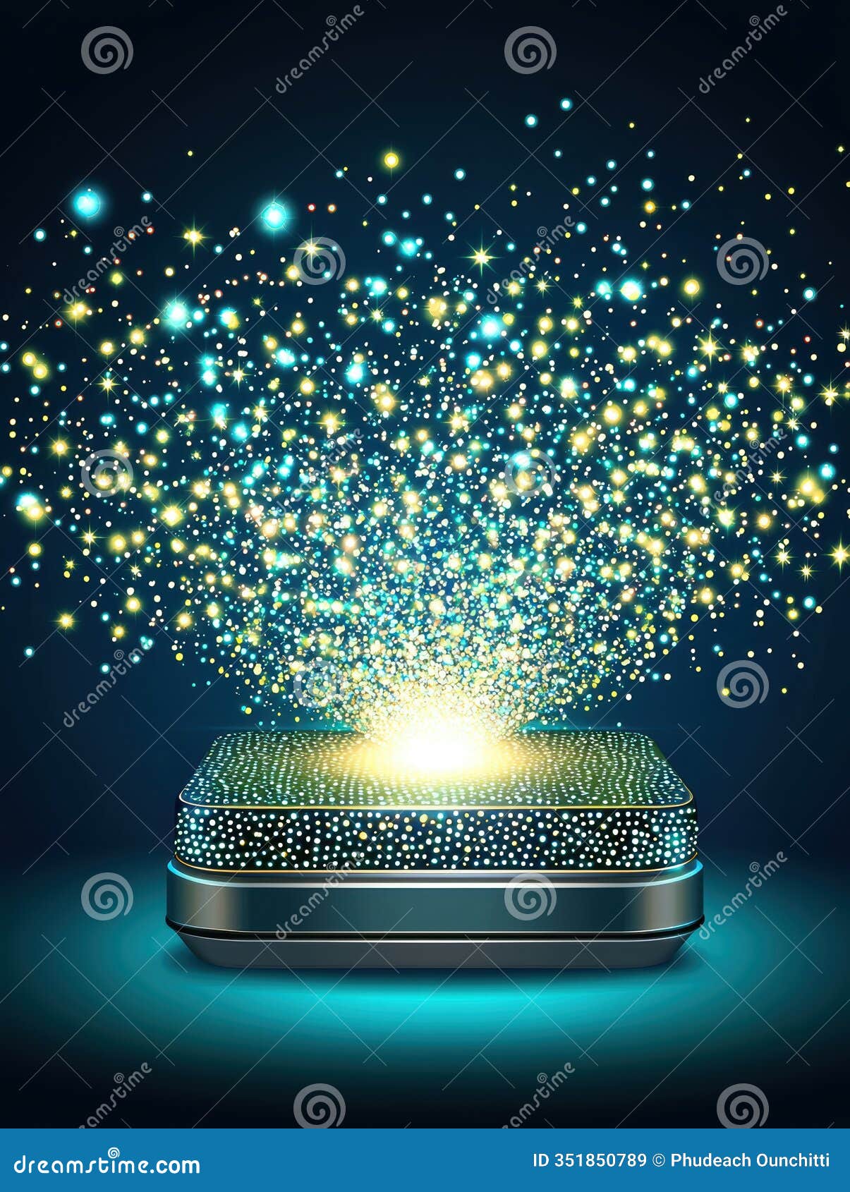 Magical Box Emitting Sparkles with Glowing Light Effect Stock Image ...