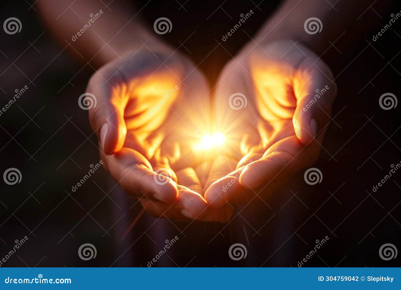 Magical Bright Light in the Hands Stock Photo - Image of faith ...