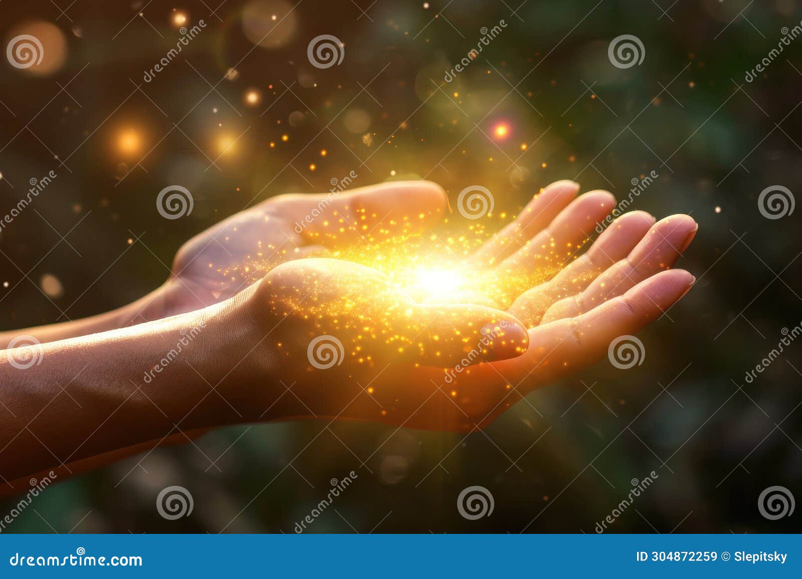 Magical Bright Light in the Hands Stock Image - Image of woman, faith ...