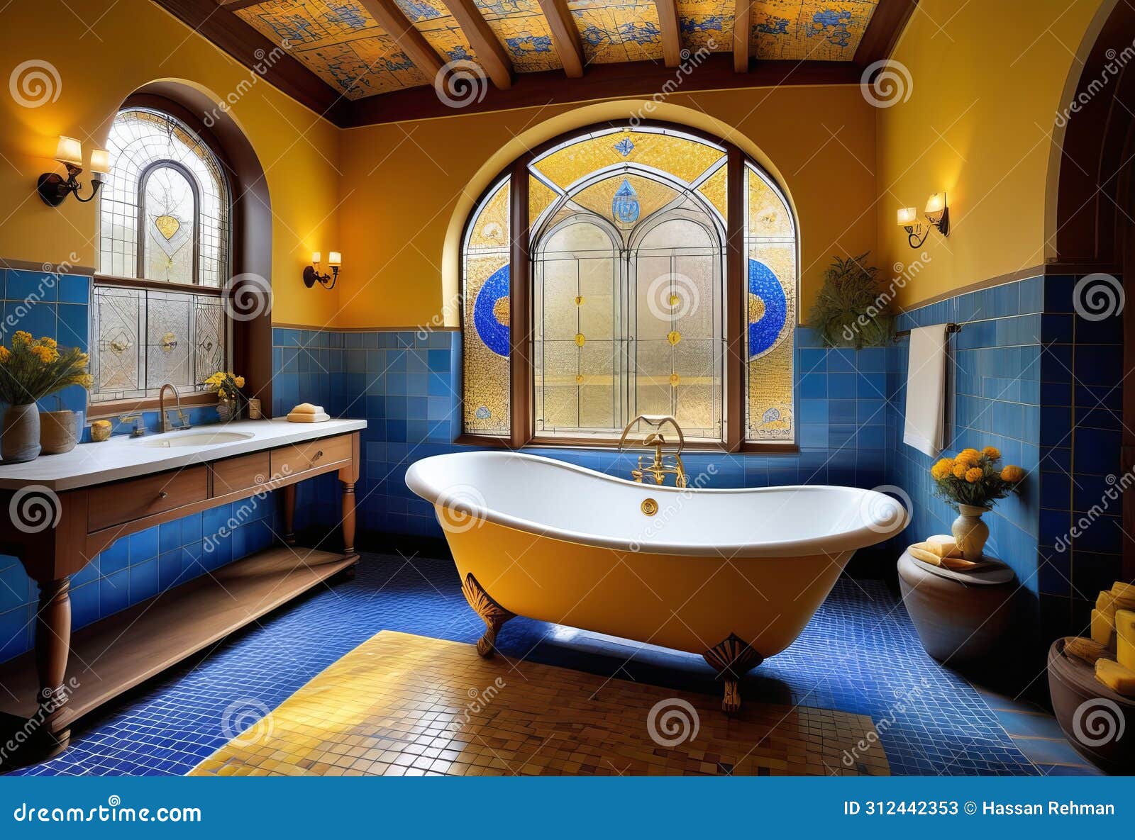 A Magical Castle Bathroom Escape Stock Illustration - Illustration of ...