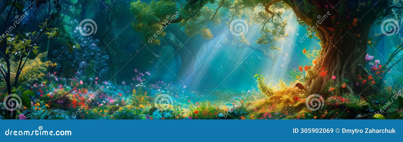 Magical Clearing in an Enchanted Forest, Filled with Bright Colors and ...