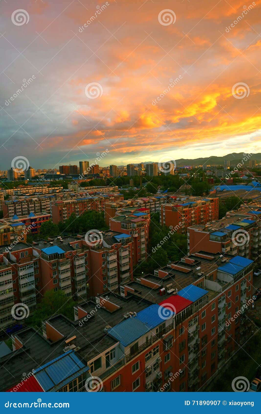 Magical Community Sunset, Beijing Stock Image - Image of landscape ...