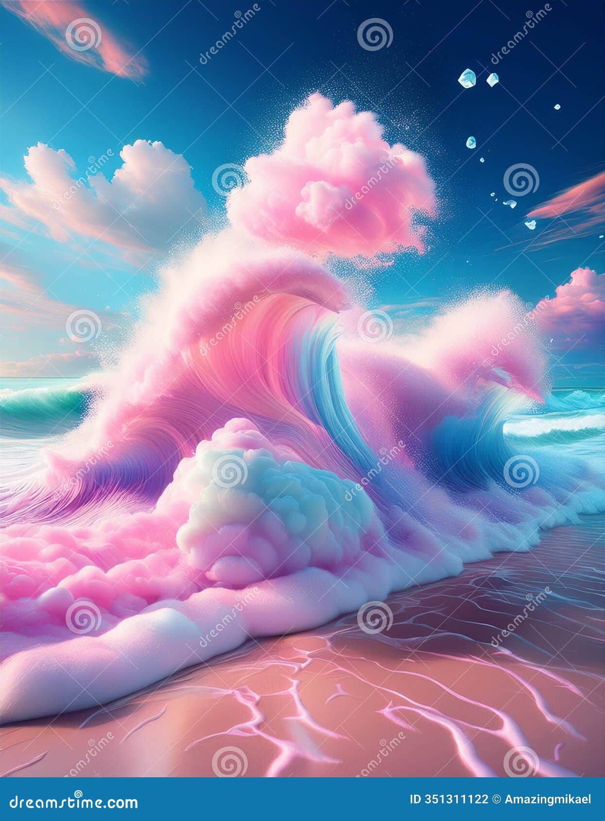 Magical Cotton Candy Waves during Summer Stock Photo - Image of beach ...