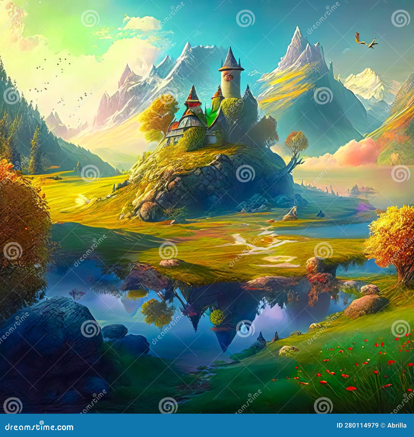 Magical Country Where Fabulous Fairies Live Stock Illustration ...