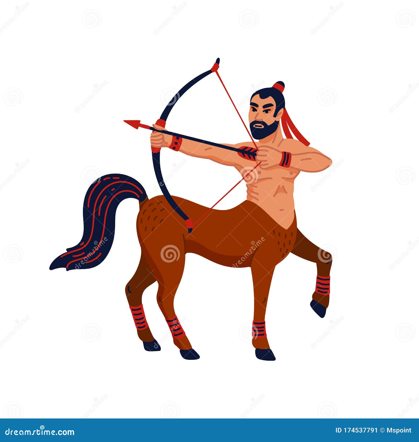 Rearing Centaur Holding Bow And Arrow. Vintage Style Sketch. Cartoon ...