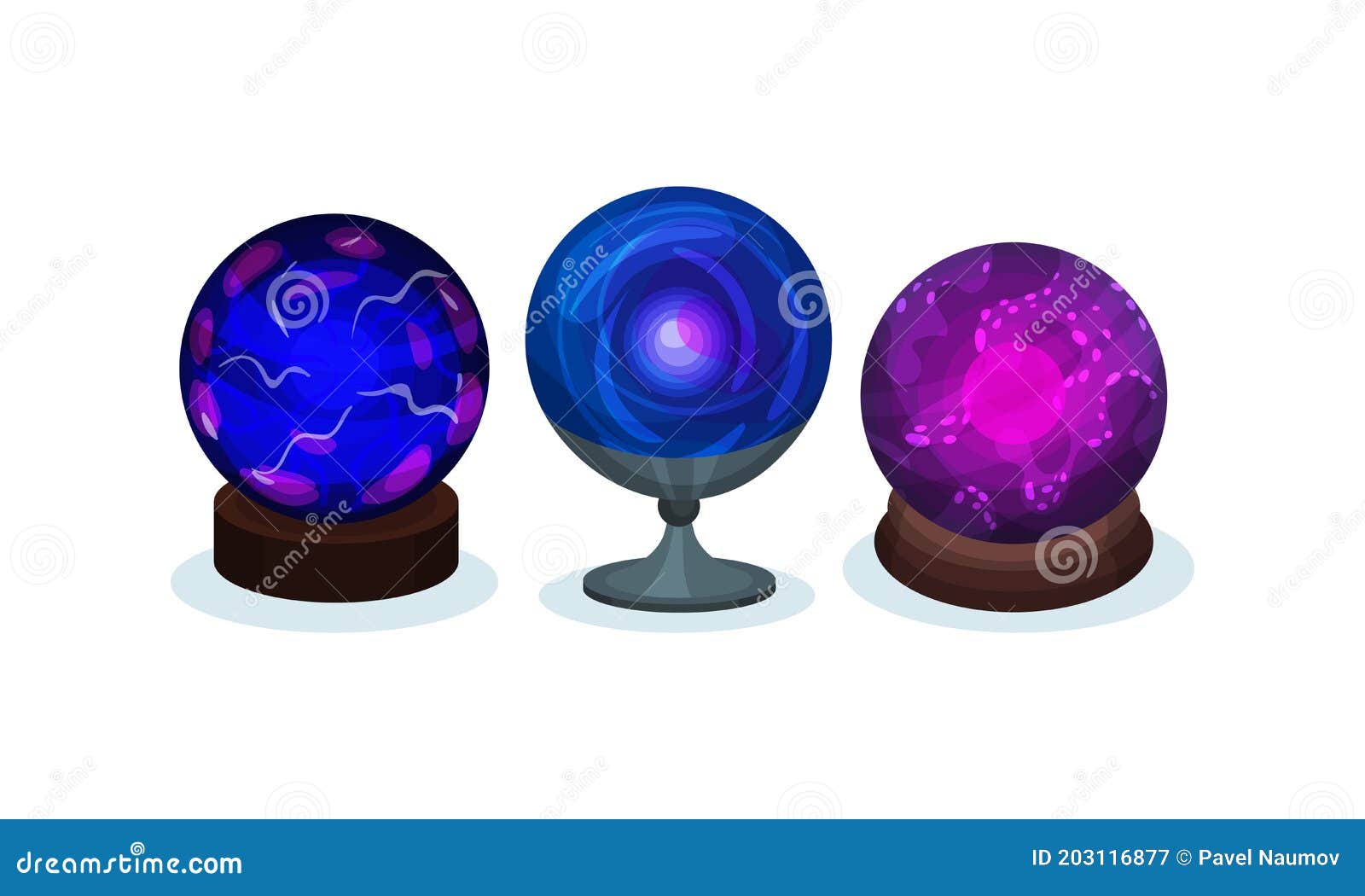 Magical Crystal Orbs As Mysterious Paranormal Wizard Sphere Vector Set ...