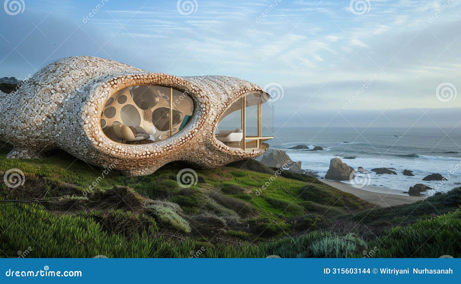 A Magical Dwelling Crafted from Seashells on the Shore, Blending ...