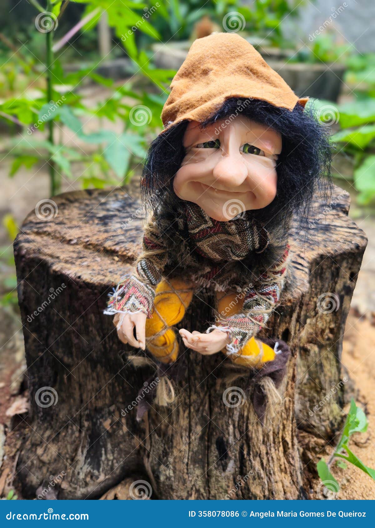 Magical Earth Elf Resting on the Trunk. Stock Photo - Image of ...