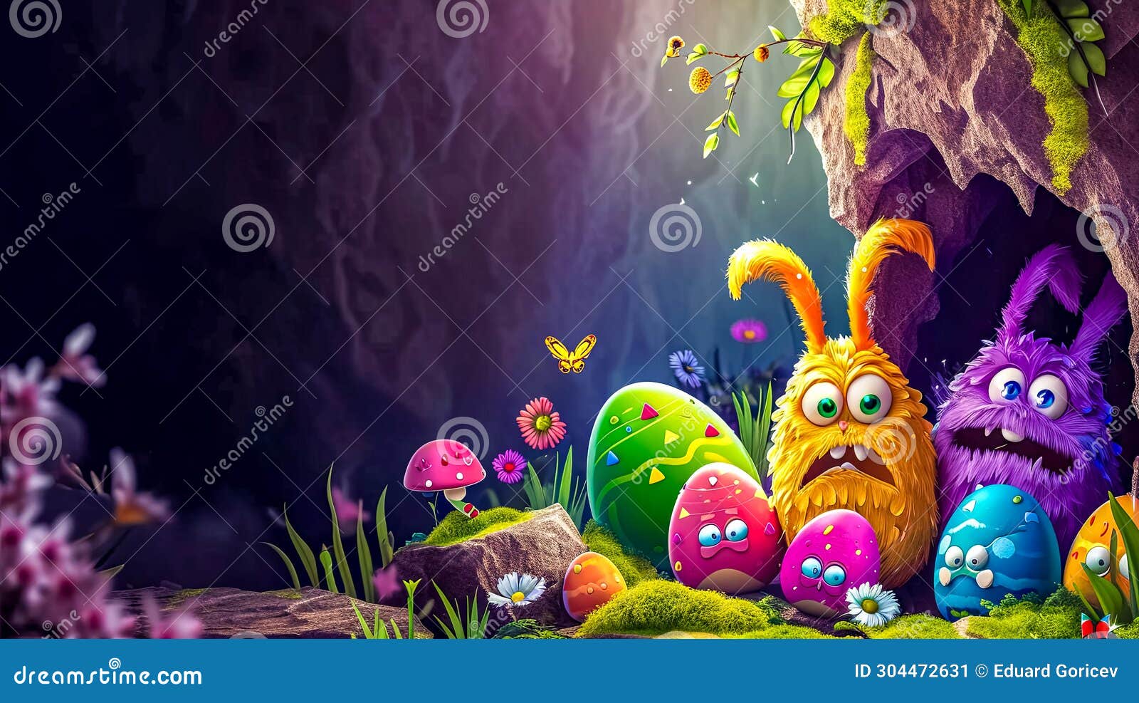 A Magical Easter Scene in a Whimsical Forest Setting with Playful ...