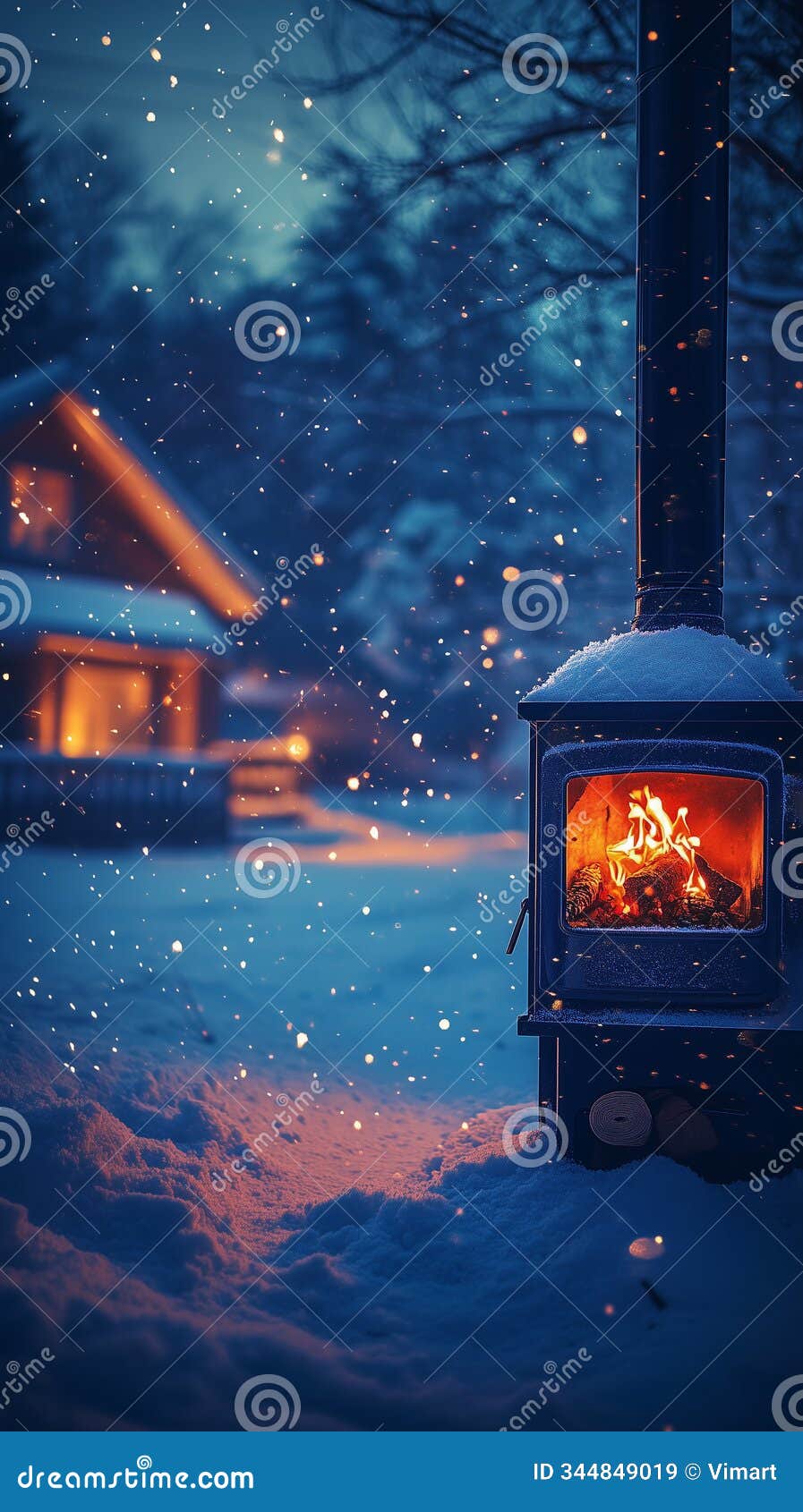 A Magical and Enchanting a Snow-covered Cabin with a Warm, Inviting ...