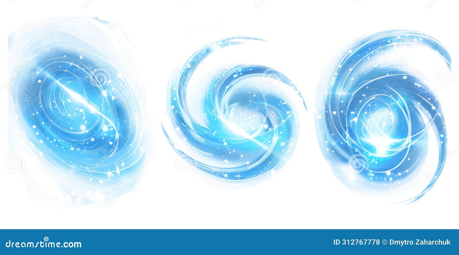 Magical Energy Effects, Blue Light Wizard Spell, on a White Background ...