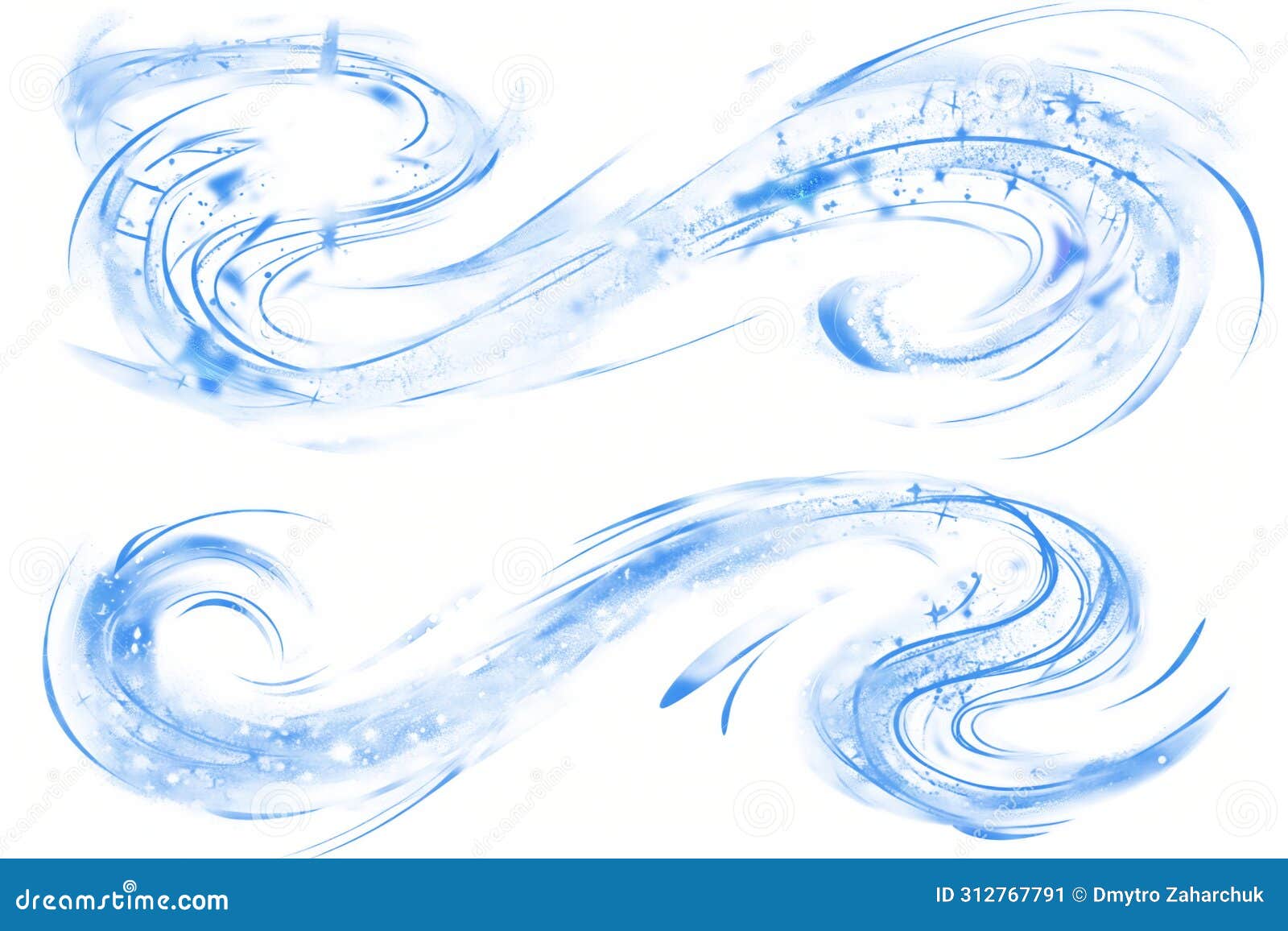 Magical Energy Effects, Blue Light Wizard Spell, on a White Background ...