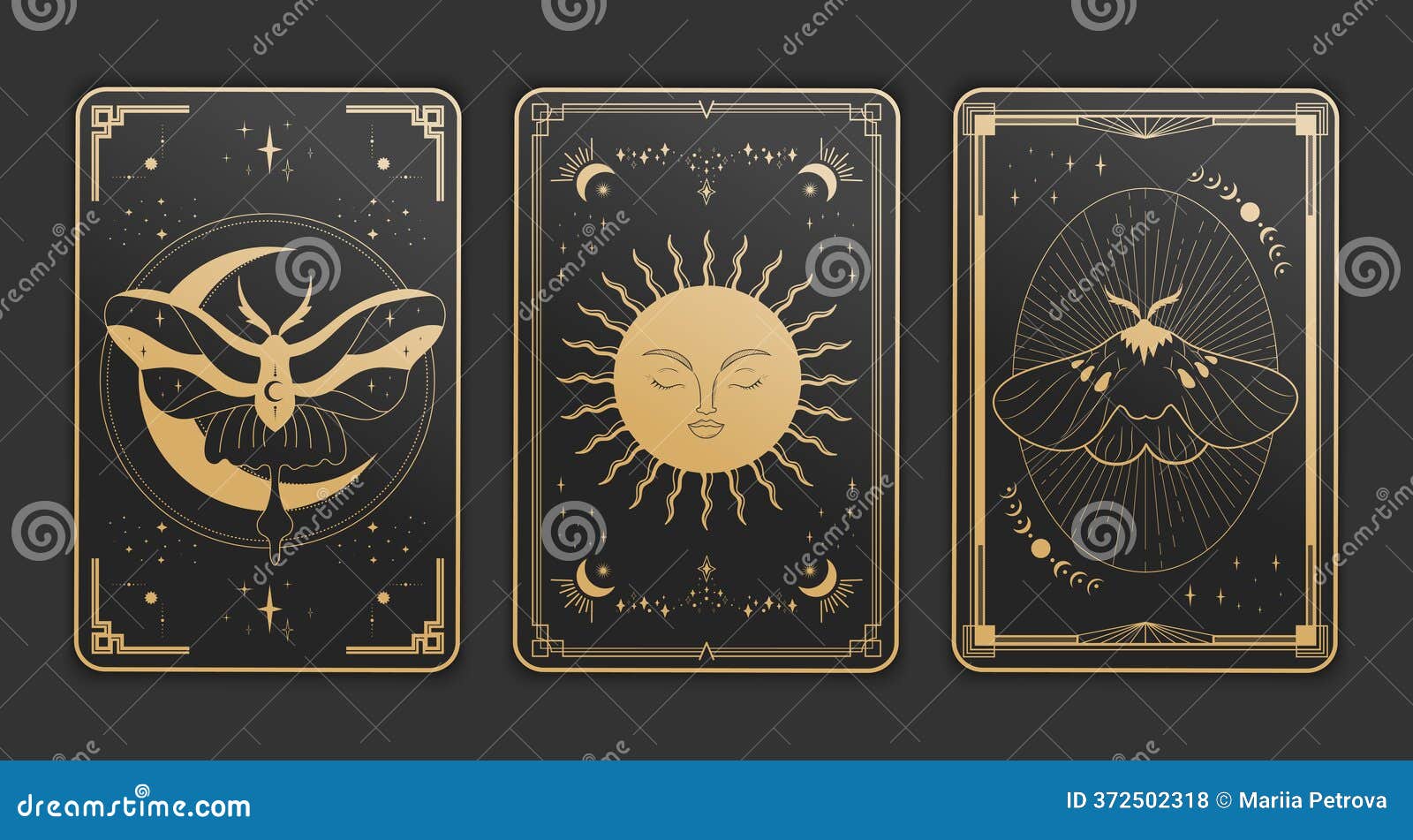 Esoteric Tarot Card Reverse, Back View, Golden Background Designs ...