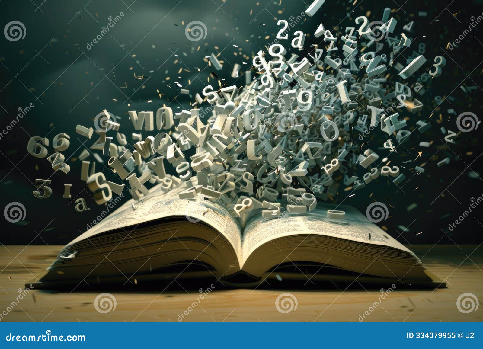 Magical Explosion of Numbers and Letters Emerging from an Open Book AI ...