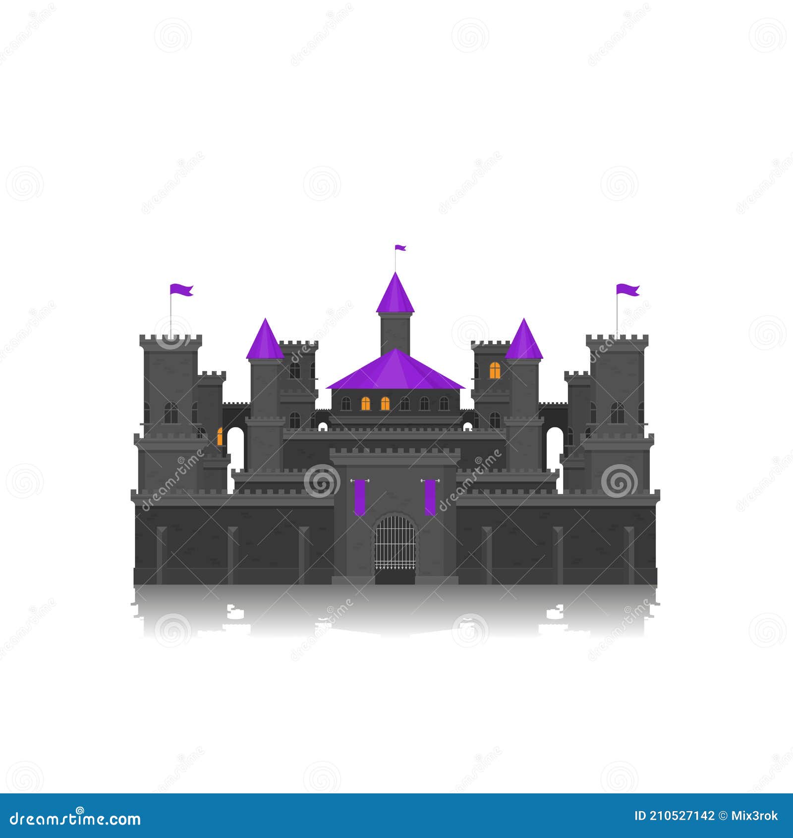 Magical Fabulous Cartoon Castle. Vector Flat Illustrations Stock Vector ...