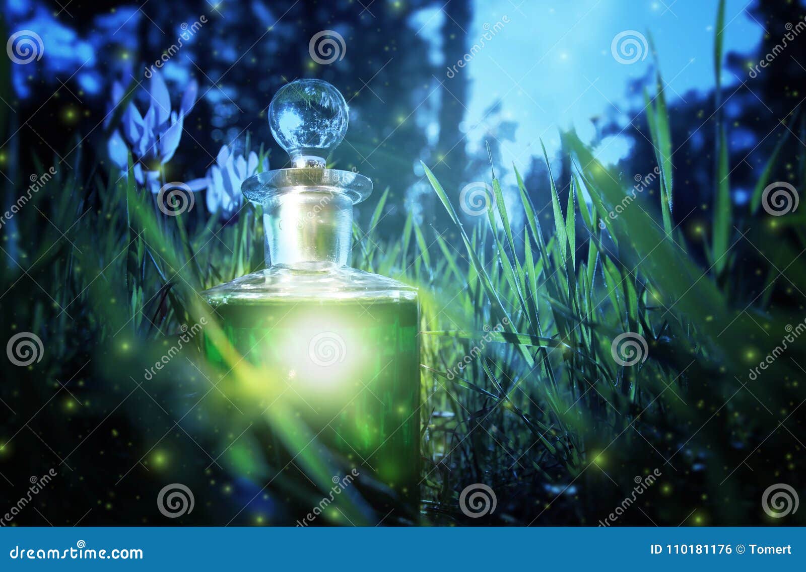 Magical Fairy Dust Potion in Bottle in the Forest. Stock Photo - Image ...