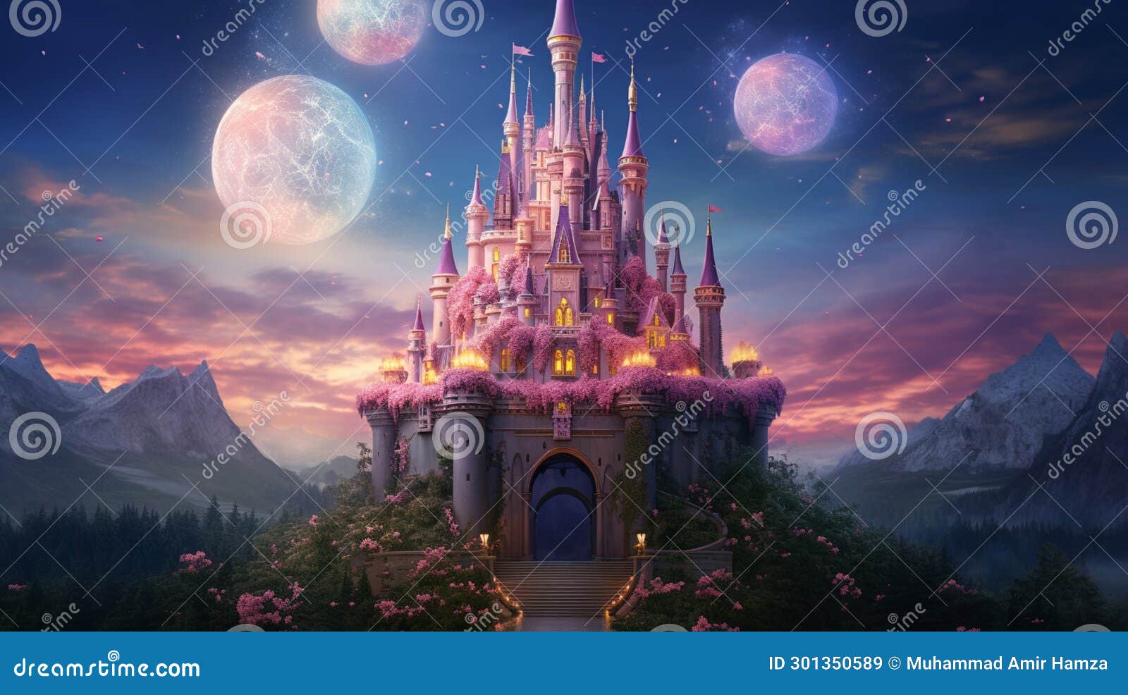 A Magical Fairy Tale Castle with a Birthday Stock Illustration ...