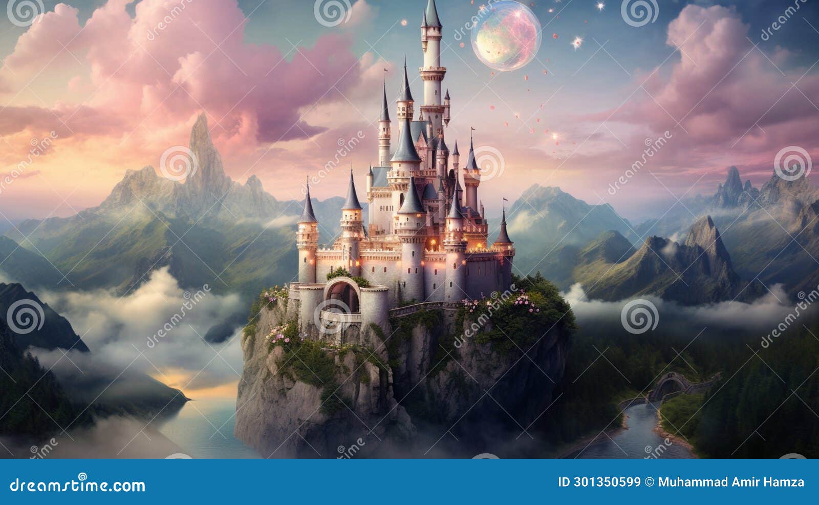 A Magical Fairy Tale Castle with a Birthday Stock Illustration ...